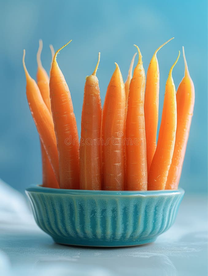 Fresh Carrots in a Blue Bowl on a Blue Background Stock Image - Image ...