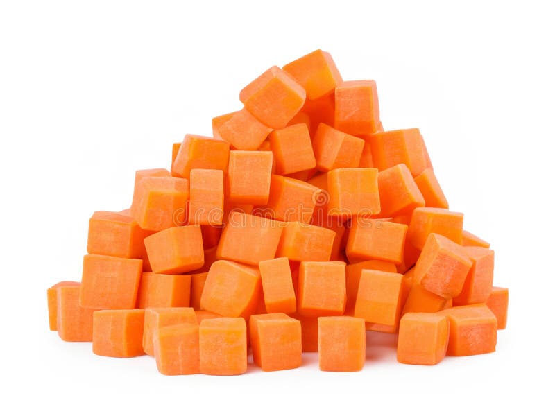 Fresh Carrots Cubes Isolated on White Stock Image - Image of cubes ...