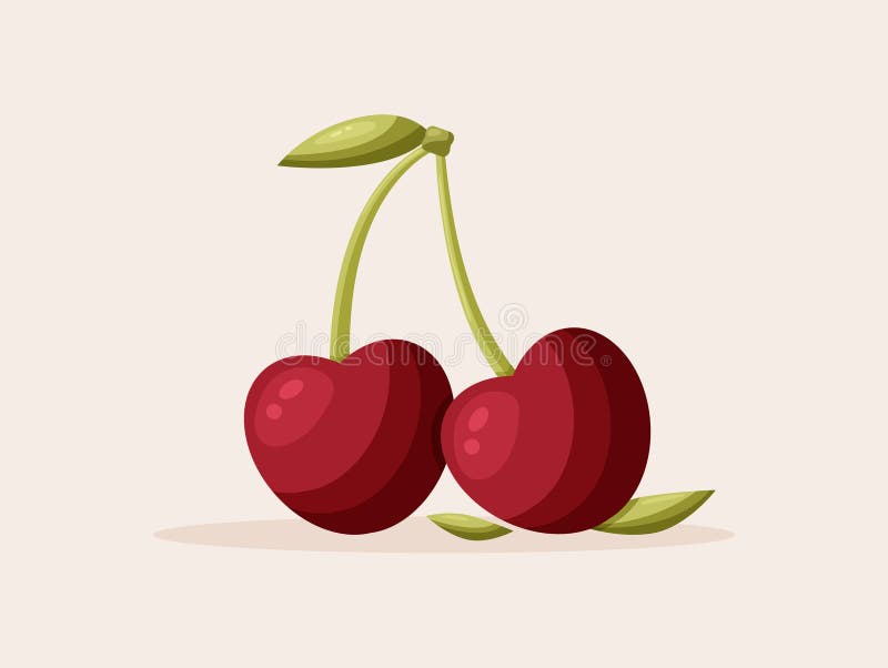 Fresh Cartoon Red Pair Cherries Stock Vector - Illustration of graphic ...