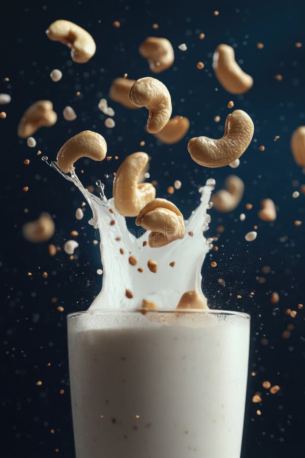 Fresh Cashews Accidentally Fall into a Glass of Milk, Creating a ...