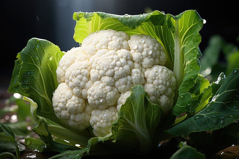 Fresh Cauliflower in the Gray Back Stock Illustration - Illustration of ...