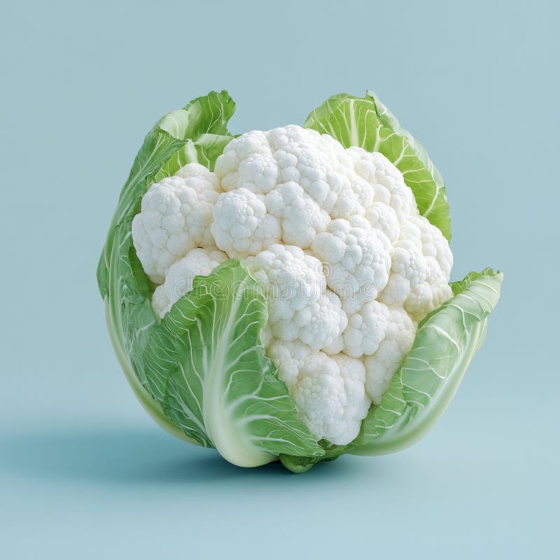 Fresh Cauliflower Green Leaves Light Blue Background Stock Photos ...