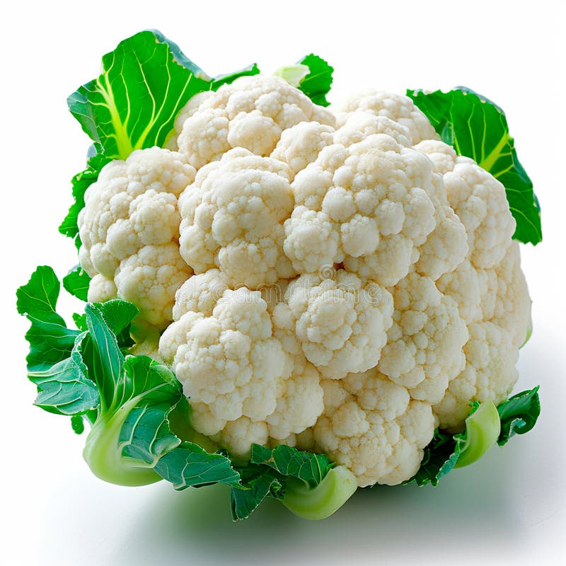 Fresh Cauliflower on White Background - AI Generated Image Stock ...