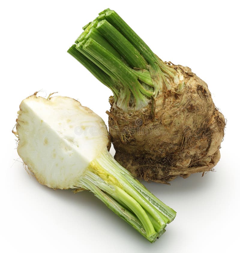 Fresh Celeriac Root with Slice Isolated Stock Image - Image of branch ...