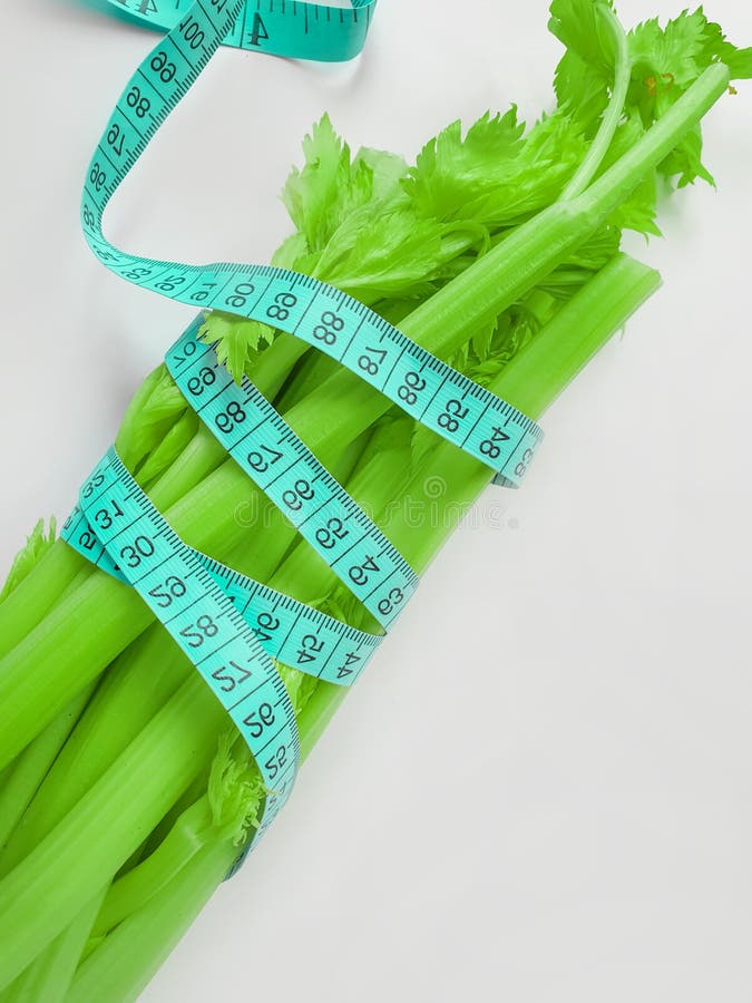 Fresh Celery Measuring Tape White Background Health Stock Image - Image ...