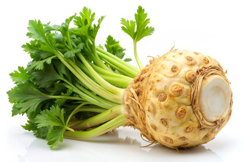Fresh Celery Root on White Background Stock Illustration - Illustration ...