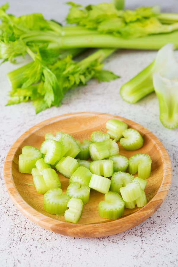 Fresh Celery Stalks Cut into Pieces for Cooking Stock Image - Image of ...