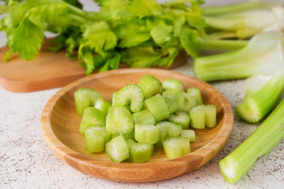 Fresh Celery Stalks Cut into Pieces for Cooking Stock Image - Image of ...