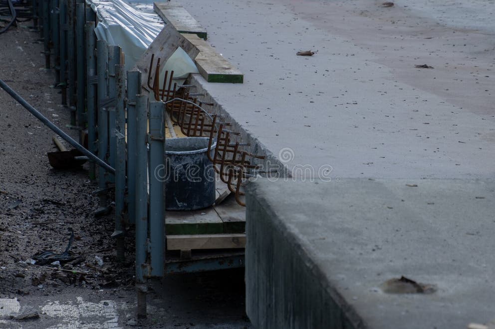 Fresh Cement at a Construction Site Stock Image - Image of level ...