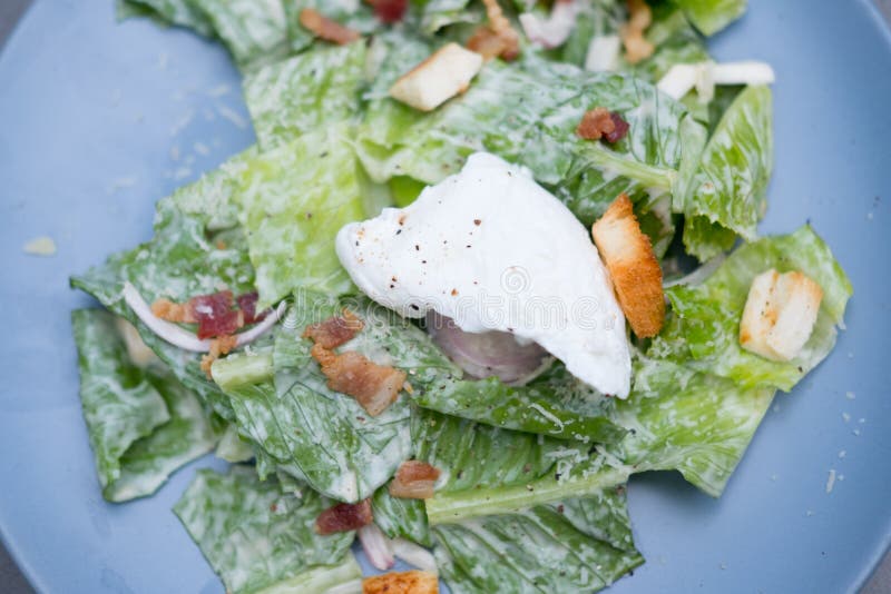 Fresh cesar salad on plate stock image. Image of vegetable - 155516587