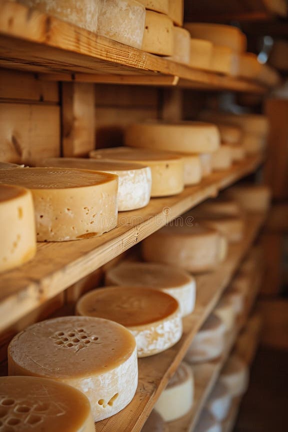 Fresh Cheese on the Shelves of the Warehouse Stock Image - Image of ...