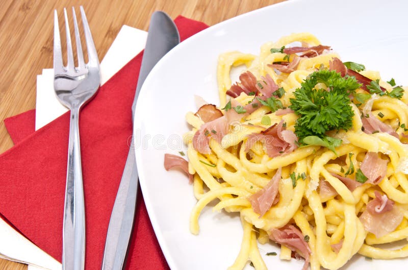 Fresh Cheese Spaetzle on Plate Stock Photo - Image of cheesy, fresh ...