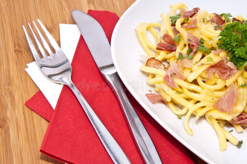 Fresh Cheese Spaetzle on Plate Stock Image - Image of plate, meal: 25625035