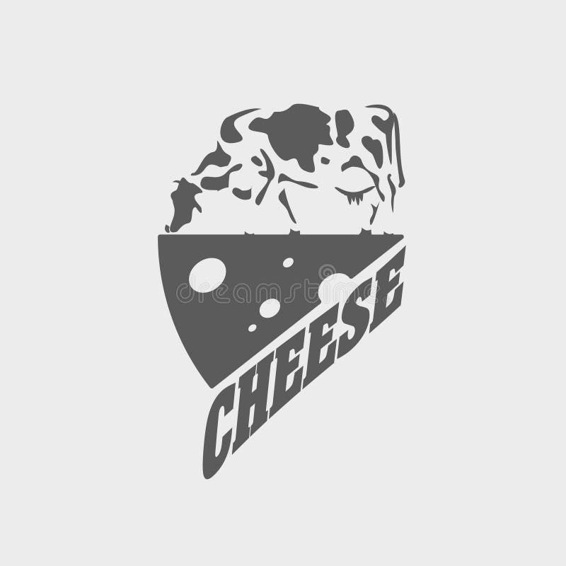 Fresh Cheese Vector Logo or Badge Design Concept with Cow Stock Vector ...