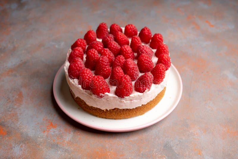 Fresh Cheesecake with Raspberries on the Rustic Background Stock Image ...