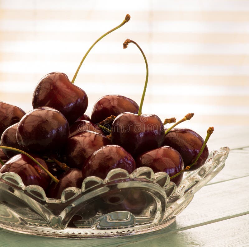 Fresh Cherries in Small Bowl Stock Image - Image of berry, organic ...