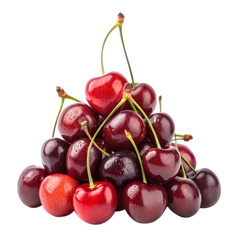 Fresh Cherries Stacked on Transparent Background Stock Illustration - Illustration of juicy ...