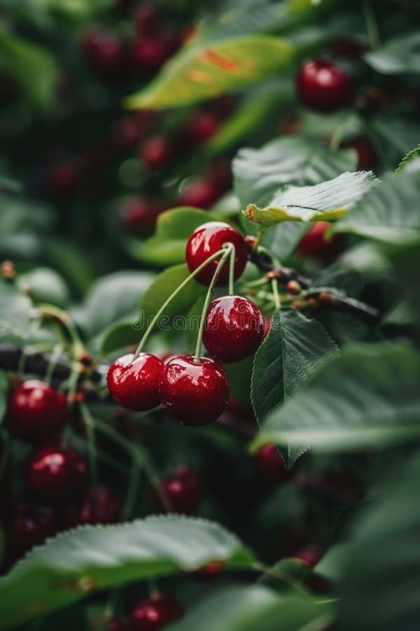 Fresh Cherries on Tree, Perfect for Food or Nature Concepts Stock Image ...