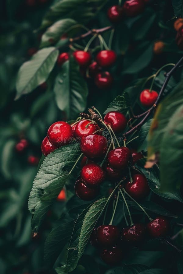 Fresh Cherries on the Tree, Perfect for Food and Nature Concepts Stock ...