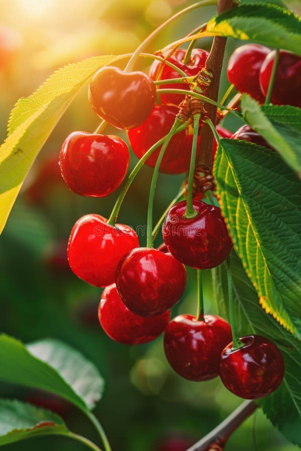 Fresh Cherries on a Tree, Perfect for Food and Nature Concepts Stock ...