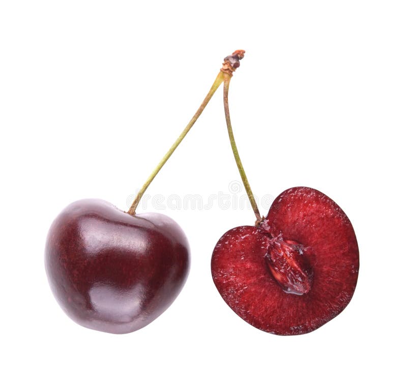 Whole and half cut cherry stock image. Image of closeup - 26354869