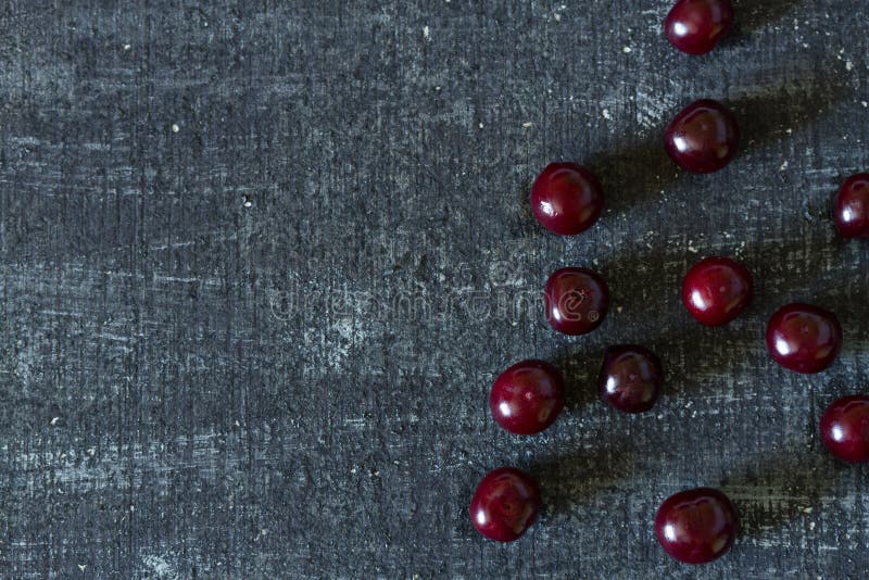 Fresh Cherry on Black Background Stock Image - Image of berry, table ...