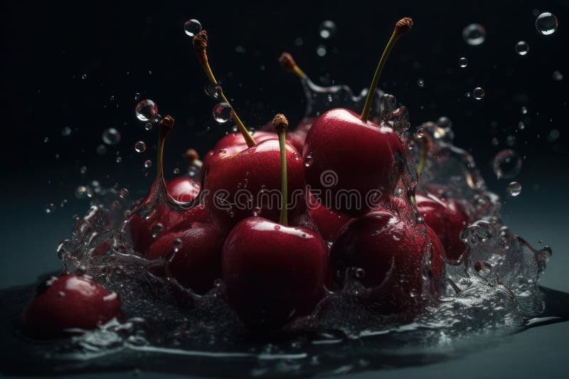 Fresh Cherry Close-up. Generative AI Stock Image - Image of object ...