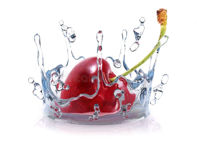 Fresh Cherry Fruit with Water Splash,3d Rendering Stock Illustration ...