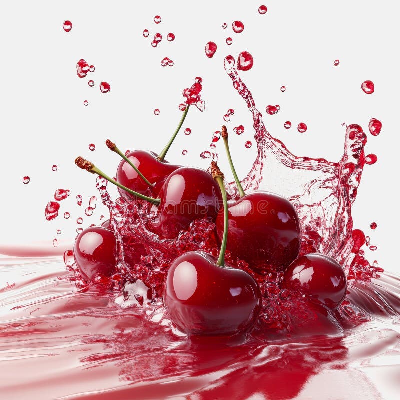 Fresh Cherry Juice Splash on White Background Stock Image - Image of ...