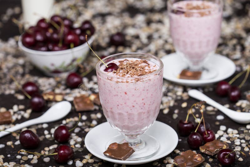 Fresh cherry milkshake stock image. Image of healthy - 95151927