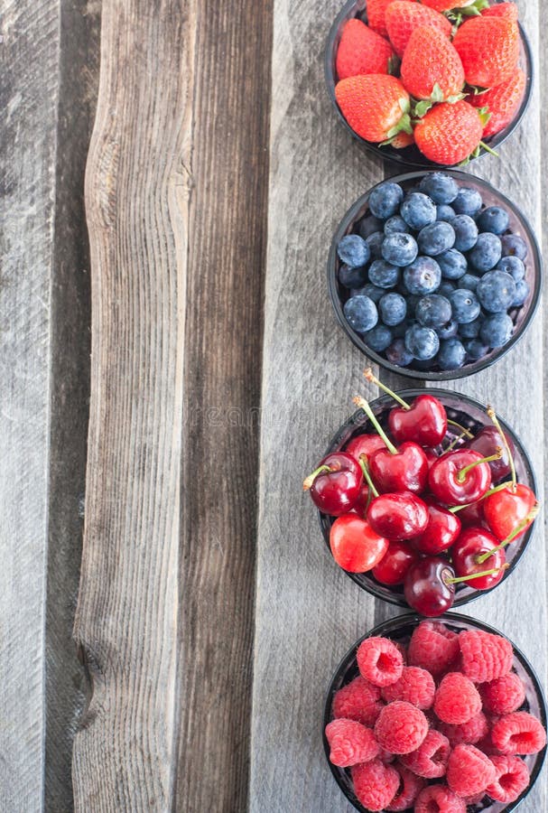 Fresh Cherry, Strawberry, Blueberry and Raspberry Stock Image - Image ...