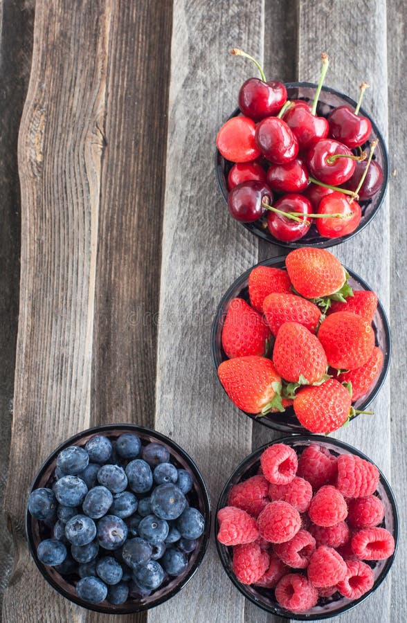 Fresh Cherry, Strawberry, Blueberry and Raspberry Stock Photo - Image ...