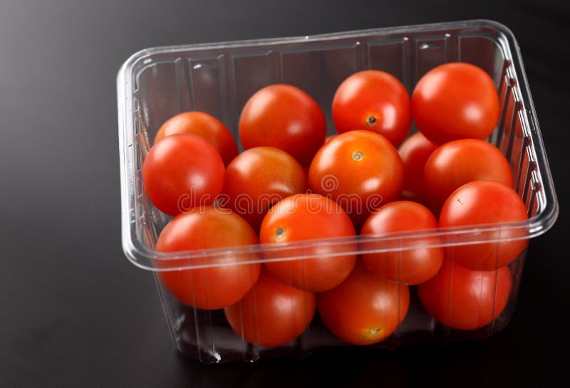 Fresh Cherry Tomatoes in Plastic Container Stock Image - Image of ...