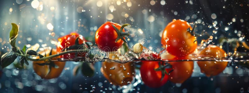 Fresh Cherry Tomatoes in Water with Dramatic Lighting Stock Photo ...