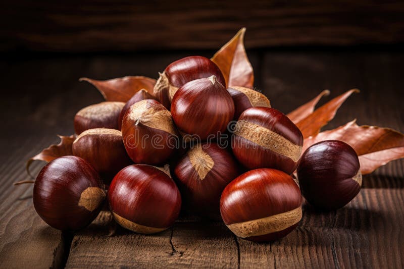Fresh Chestnuts on the Table Stock Illustration - Illustration of ...