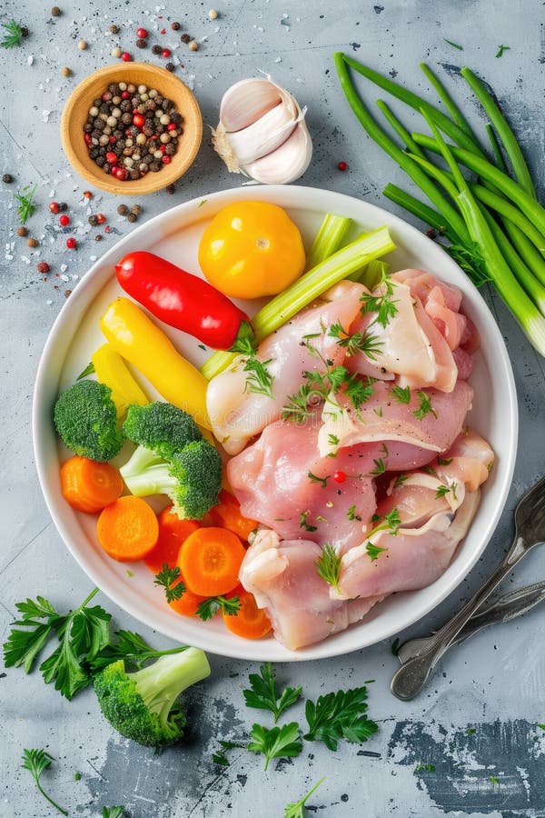 Fresh Chicken Breast Fillets with Tomato and Herbs on a Plate Stock ...