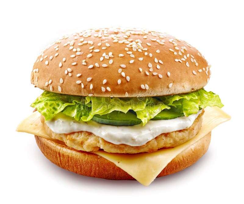Fresh chicken burger stock photo. Image of cucumber - 104520928
