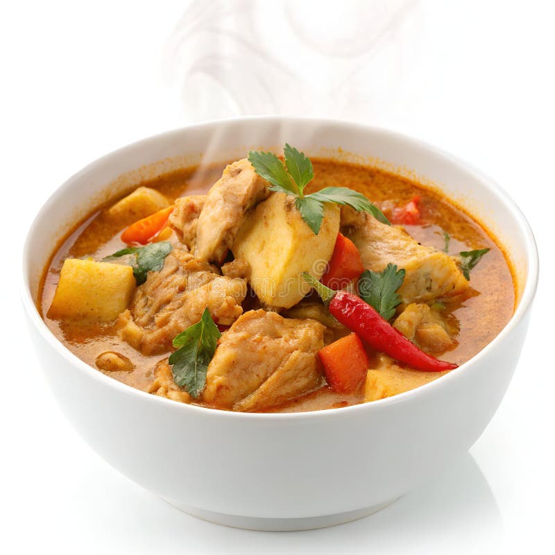 Fresh Chicken Curry Isolated on White Background Stock Illustration ...