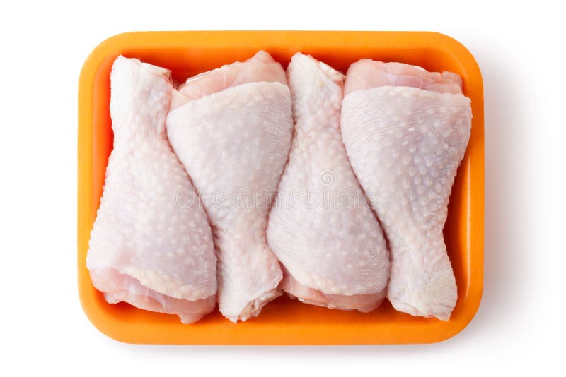 Fresh Chicken Legs on the Retail Tray. Top View Stock Image - Image of ...