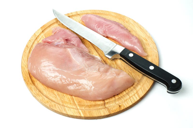Fresh Chicken Meat with Knife Stock Image - Image of beef, isolated ...