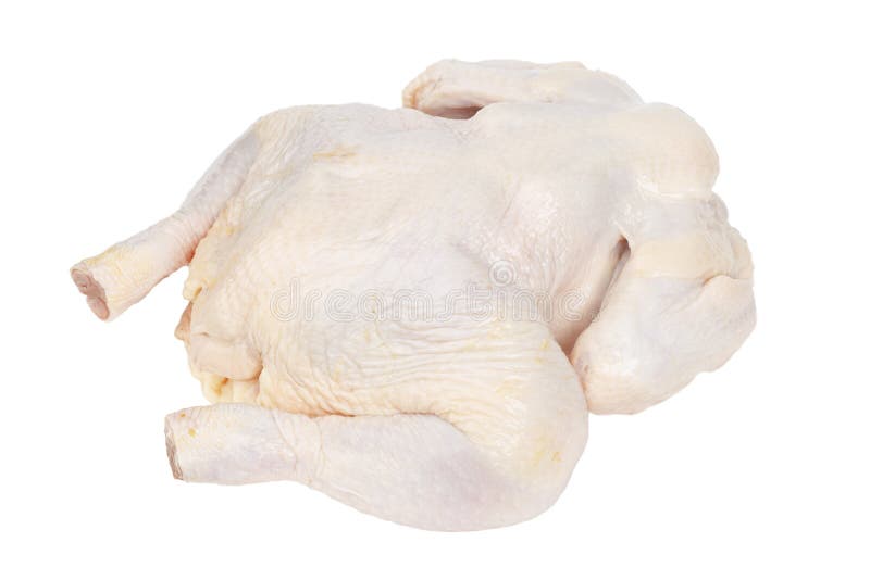 A Whole Raw Chicken Carcass on a White Plate Stock Image - Image of ...