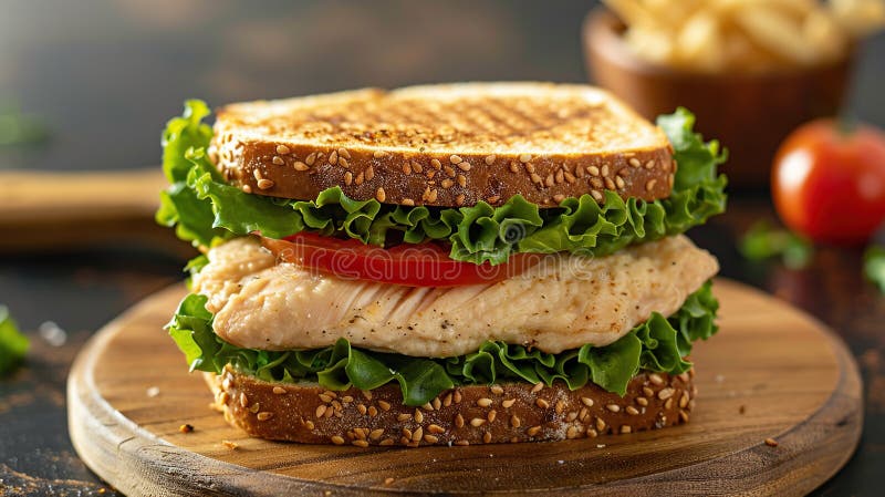 A Fresh Chicken Sandwiched between Two Slices of Bread with Lettuce and ...