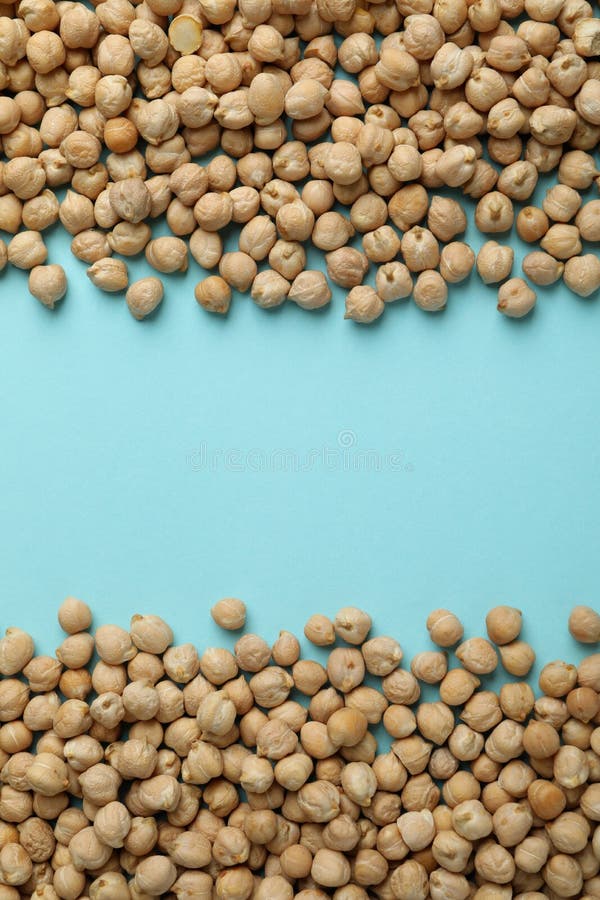 Fresh Chickpea on Blue Background, Space for Text Stock Image - Image ...