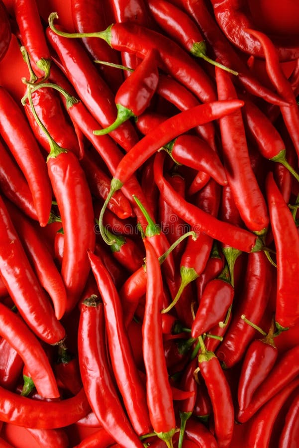 Fresh Chili Peppers, Top View Stock Image - Image of spices, seasoning ...