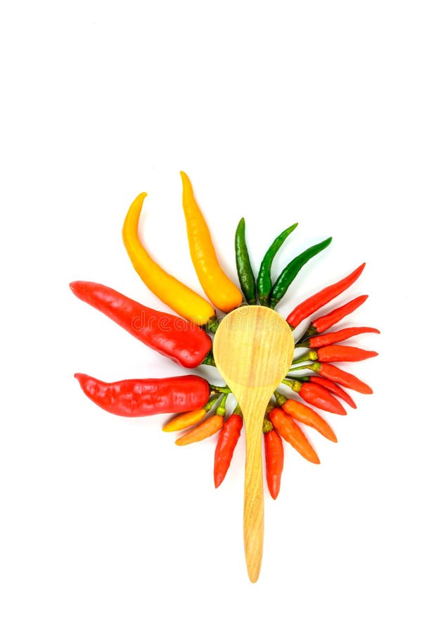 Fresh Chilli with Wooden Spoon Stock Image - Image of spoon, wood: 48049905