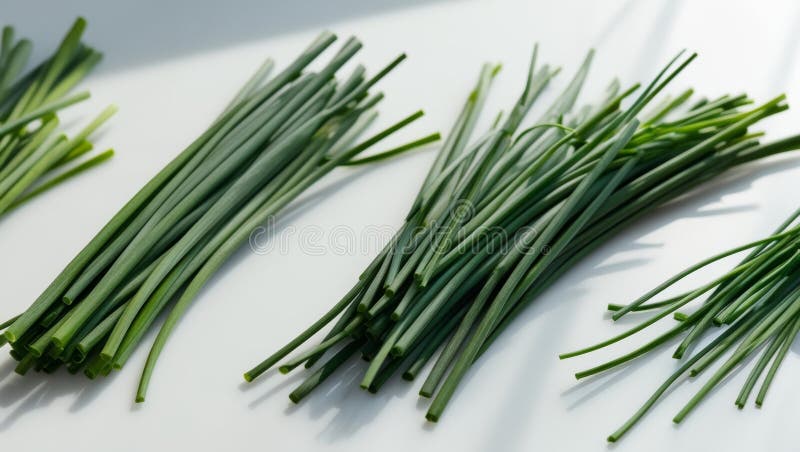 Fresh Chives on White Background Stock Illustration - Illustration of ...