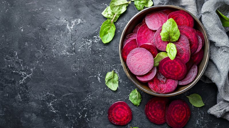 Fresh Chopped Beets on Black Marble Table Stock Image - Image of ripe ...