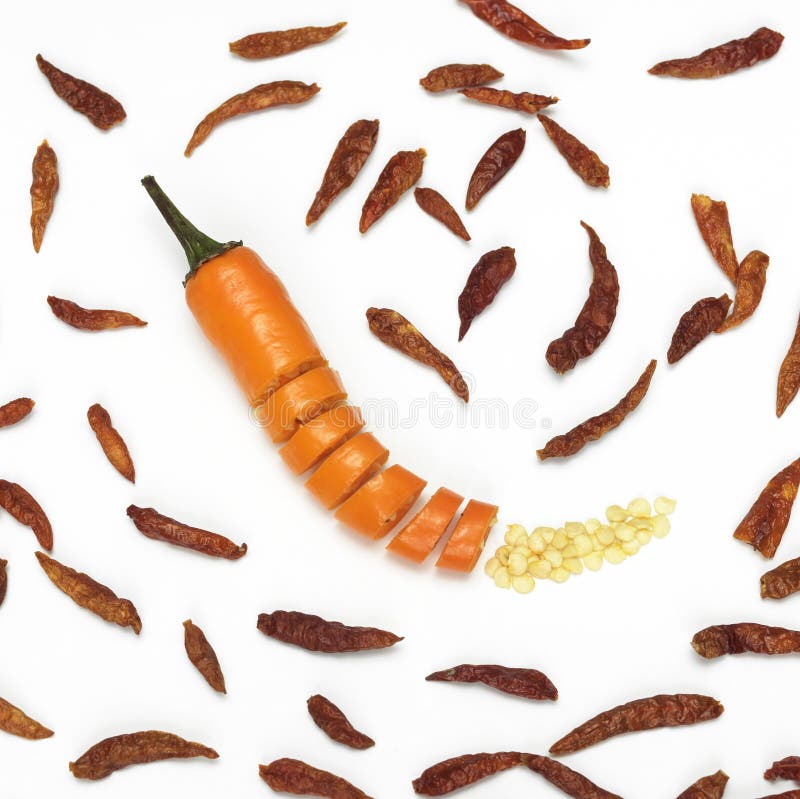 Fresh Chopped Chilli with Dried Chillies, Close-up Stock Photo - Image ...