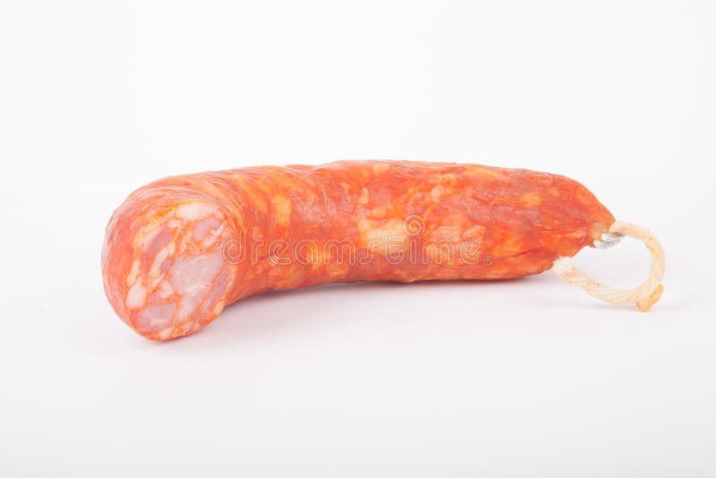 Fresh Chorizo Sausage on a White Background Stock Photo - Image of ...
