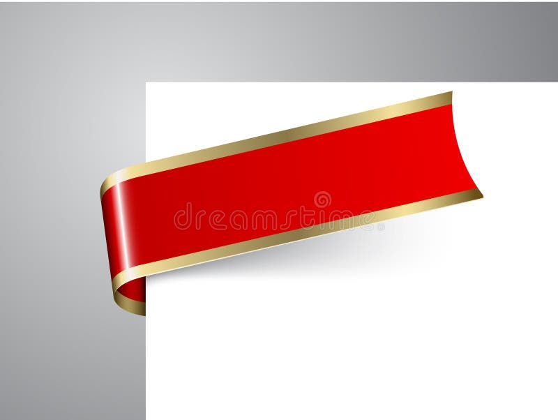 Christmas Flyer Template, Paper Banner with Red Ribbon Stock Vector ...